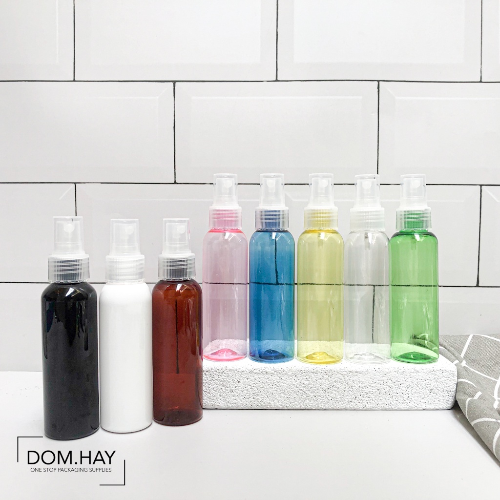 Jual 100ml Botol Plastik Pet Warna Tutup Spray Clear Bottle Luxury ...