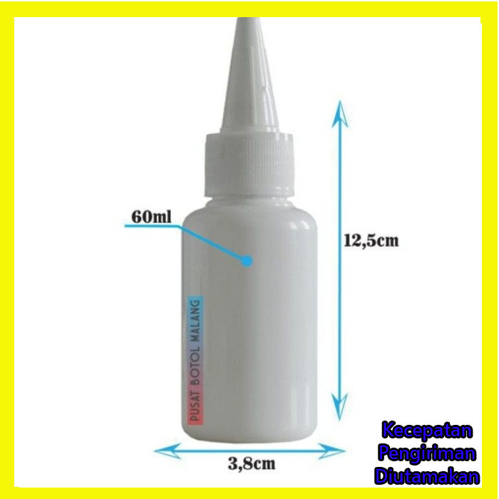 Jual Botol tubular 60ml kerucut [putih putih] | Shopee Indonesia