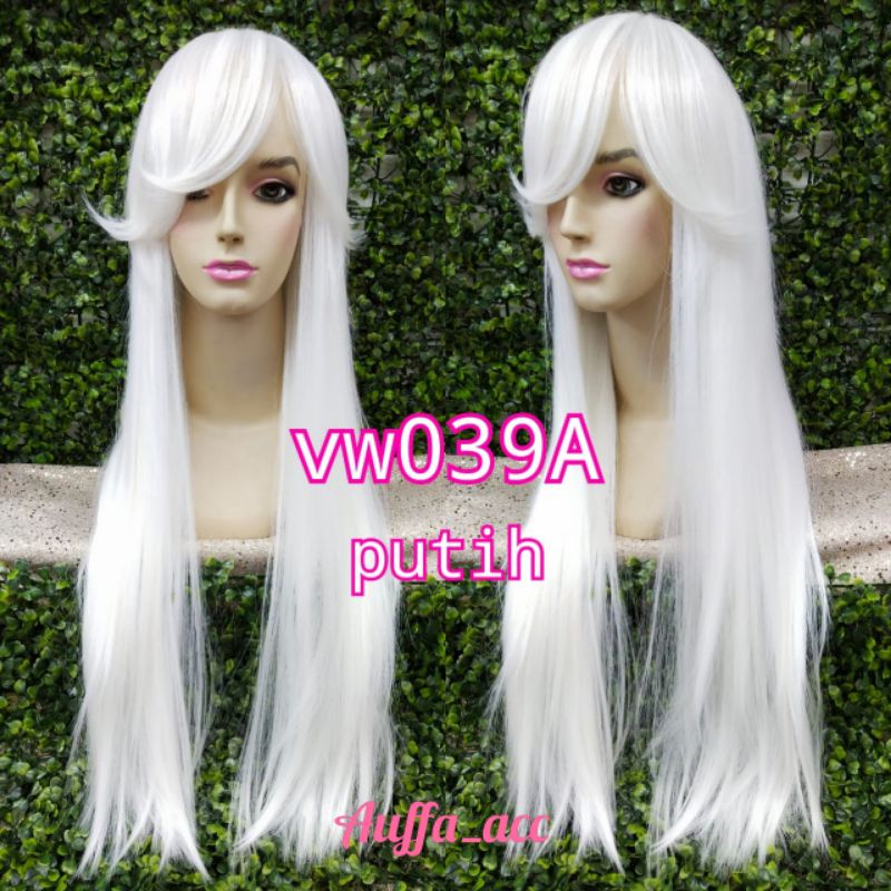 Jual wig putih/rambut palsu panjang/rambut putih lurus | Shopee Indonesia
