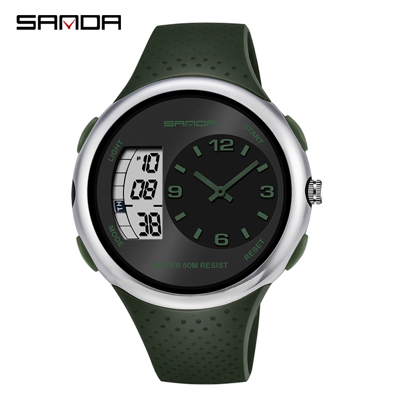 Jual SANDA 763 Jam Tangan Pria Digital Analog Tali Rubber Chronograph Anti Air | Shopee Indonesia