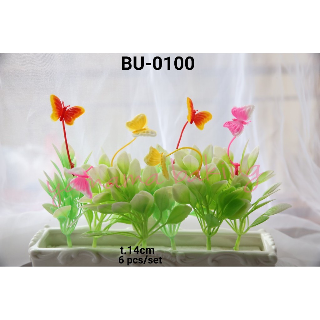 Jual BU-0100 Topper hiasan kue tart cake rumput bunga daun tanaman ...