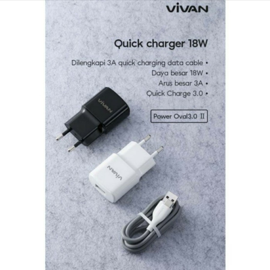 Jual Charger VIVAN Power Oval 3.0 II 18W With A Quick Charging Cable ...