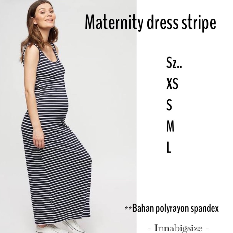 Jual INNBIGSIZE||DRESS HAMIL STRIPE PANJANG BIG SIZE | Shopee Indonesia