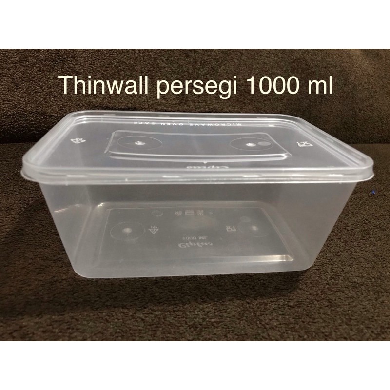 Jual Thinwall persegi uk 1000 ml/Kip food container uk 1000 ml rectangle warna bening | Shopee ...
