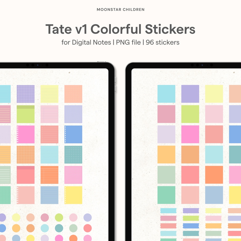 Jual Tate v1 Colorful Sticky Notes Digital Memo Stickers for Bujo ...