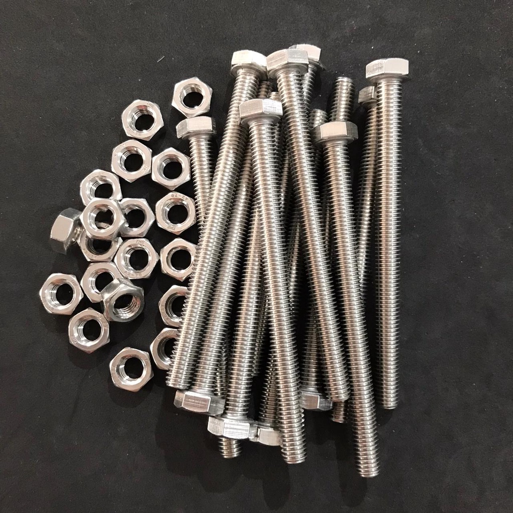 Jual BAUT MUR M8X120 STAINLESS STEEL SS BAUT MUR M8 X 120 SUS 304 ANTI KARAT KUNCI 13 | Shopee ...