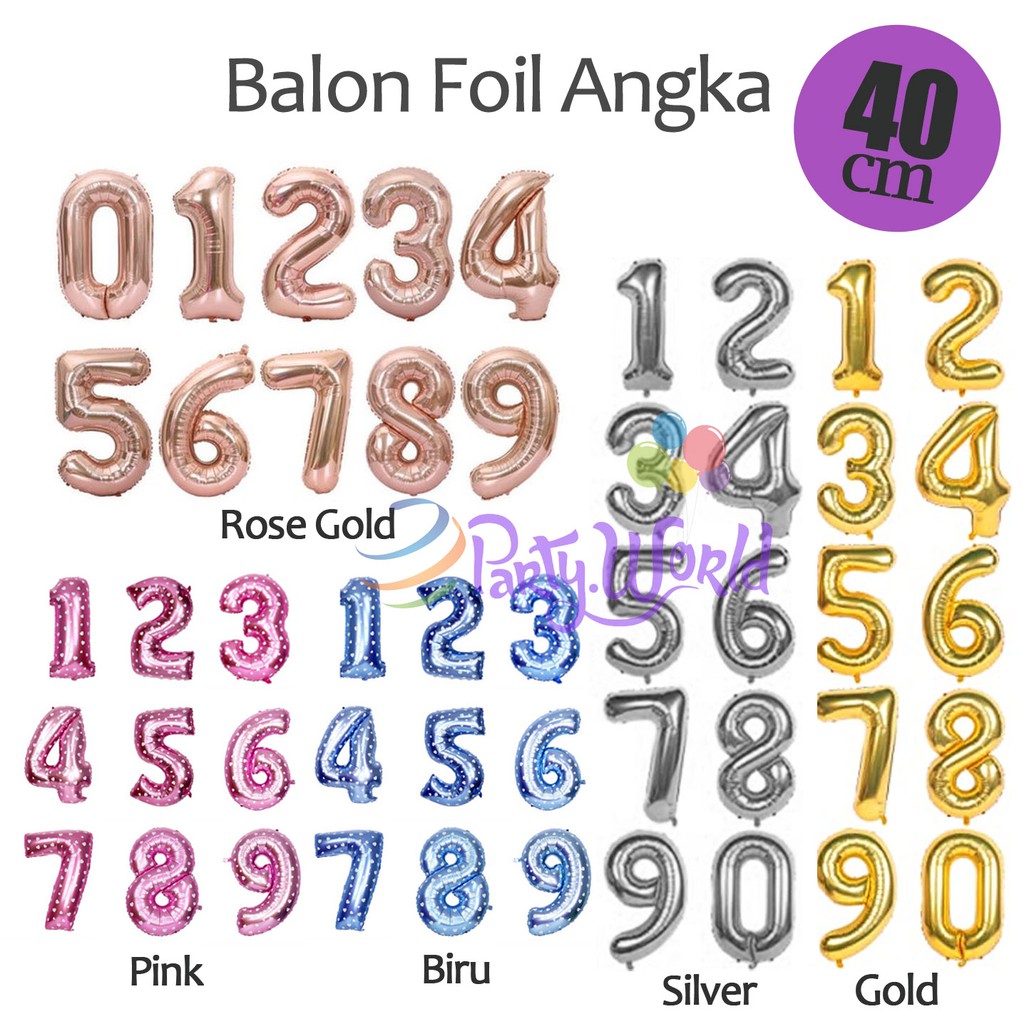Jual PartyWorld balon foil angka 40cm | Shopee Indonesia