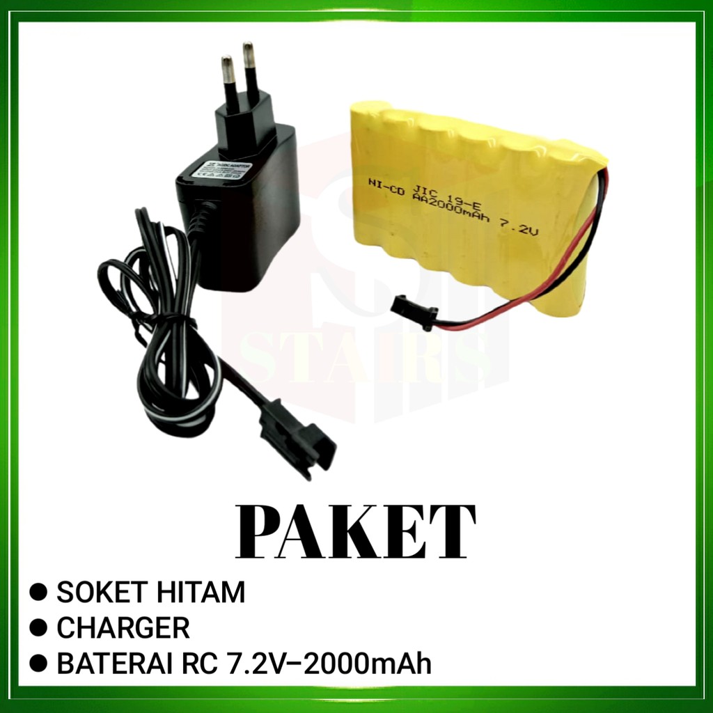 Jual Paket Charger Adaptor + Baterai Mobil Remot/RC 6AA Ni-Cd 7.2v ...