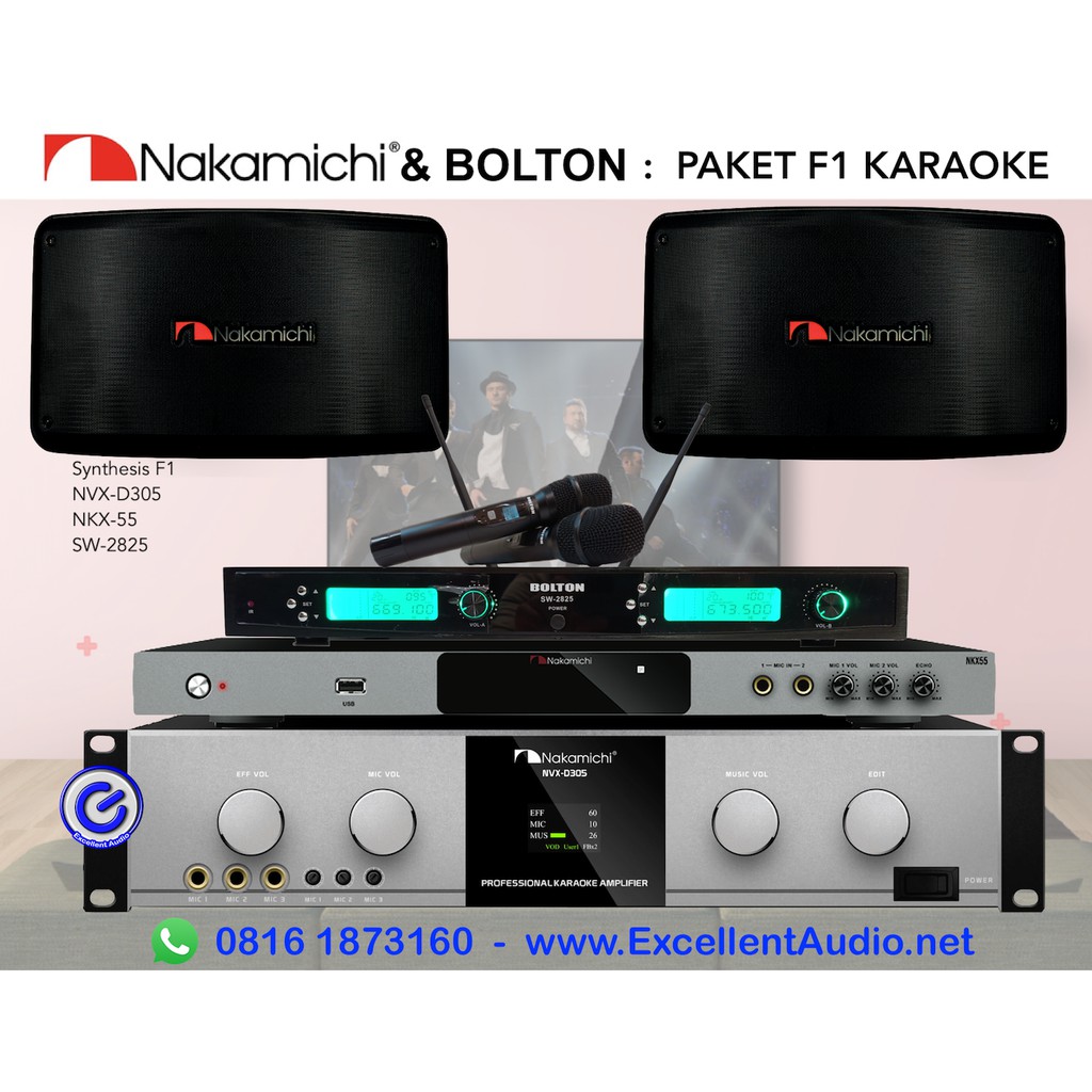 Jual Paket karaoke Nakamichi Synthesis F1 NVXD305 NKX55 Bolton SW2825 | Shopee Indonesia
