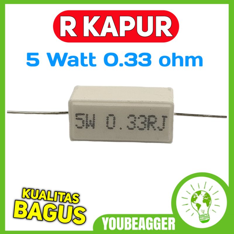 Jual Resistor kapur 5W 0.33RJ R kapur 5 watt 0.33 ohm | Shopee Indonesia