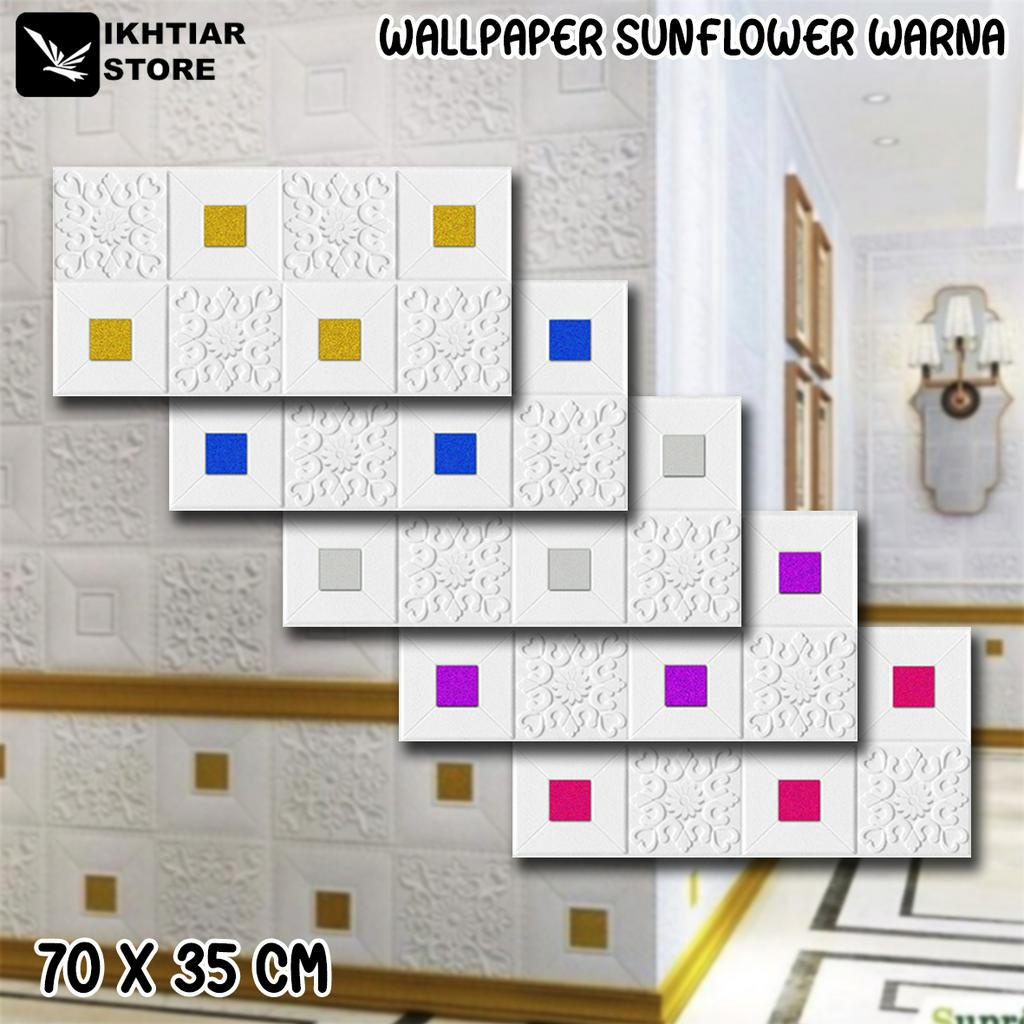 Jual Free Stiker Glitter - Wallpaper dinding Motif Batik Sunflower ...