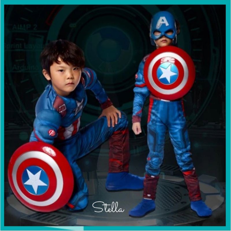 Jual kostum MARVEL anak CAPTAIN AMERICA Full Set (topeng dan tameng ...