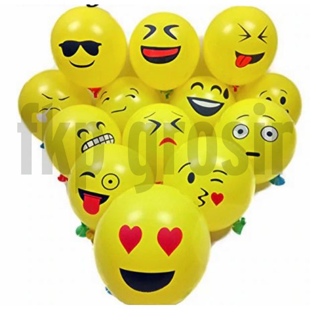 Jual Grosir per 100pcs - BALON LATEX EMOTICON - BALON KARET EMOJI ...