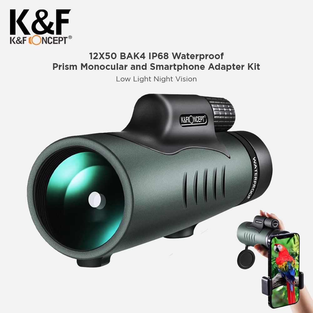 Jual K&F Concept Monocular Binocular and Smartphone Adapter 20x50 ...