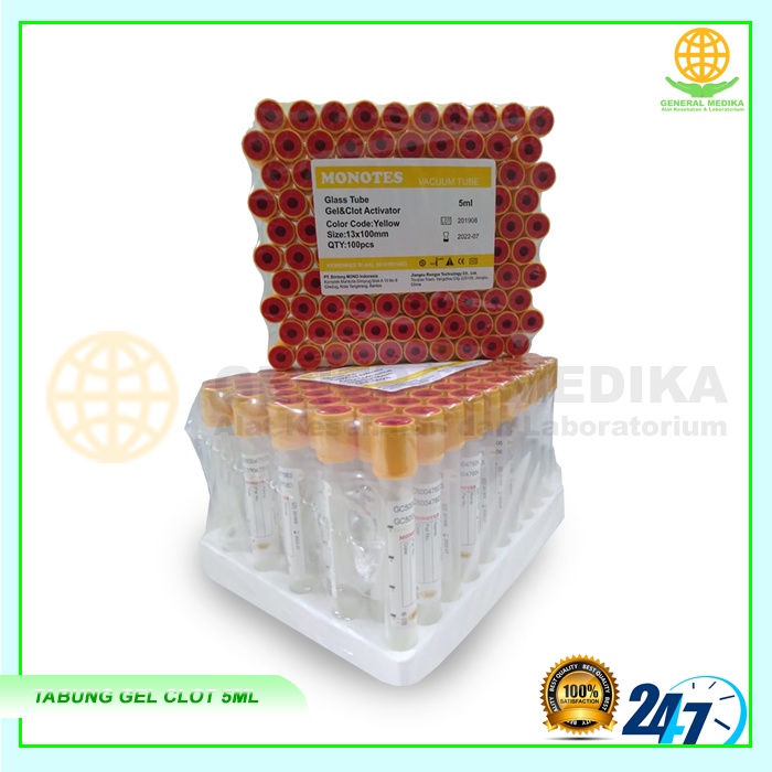 Jual Tabung Vacutainer Gel Clot Activator 5ml Kaca MONOTES | Vacuum ...