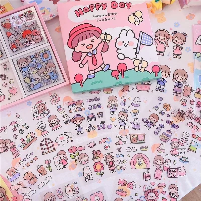 Jual sticker aesthetic - diy project sticker set box multi surface cute ...