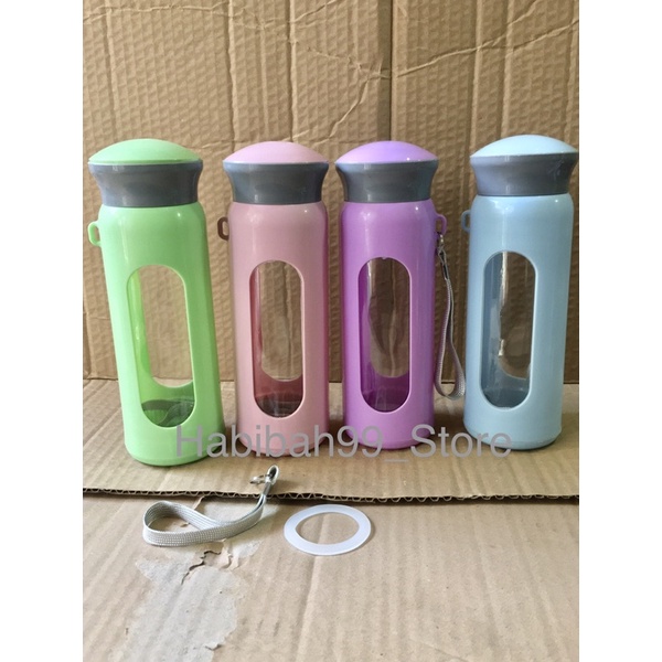 Jual Botol Minum Kaca lapis Cover Plastik Elegant Botol Minum Tumbler ...