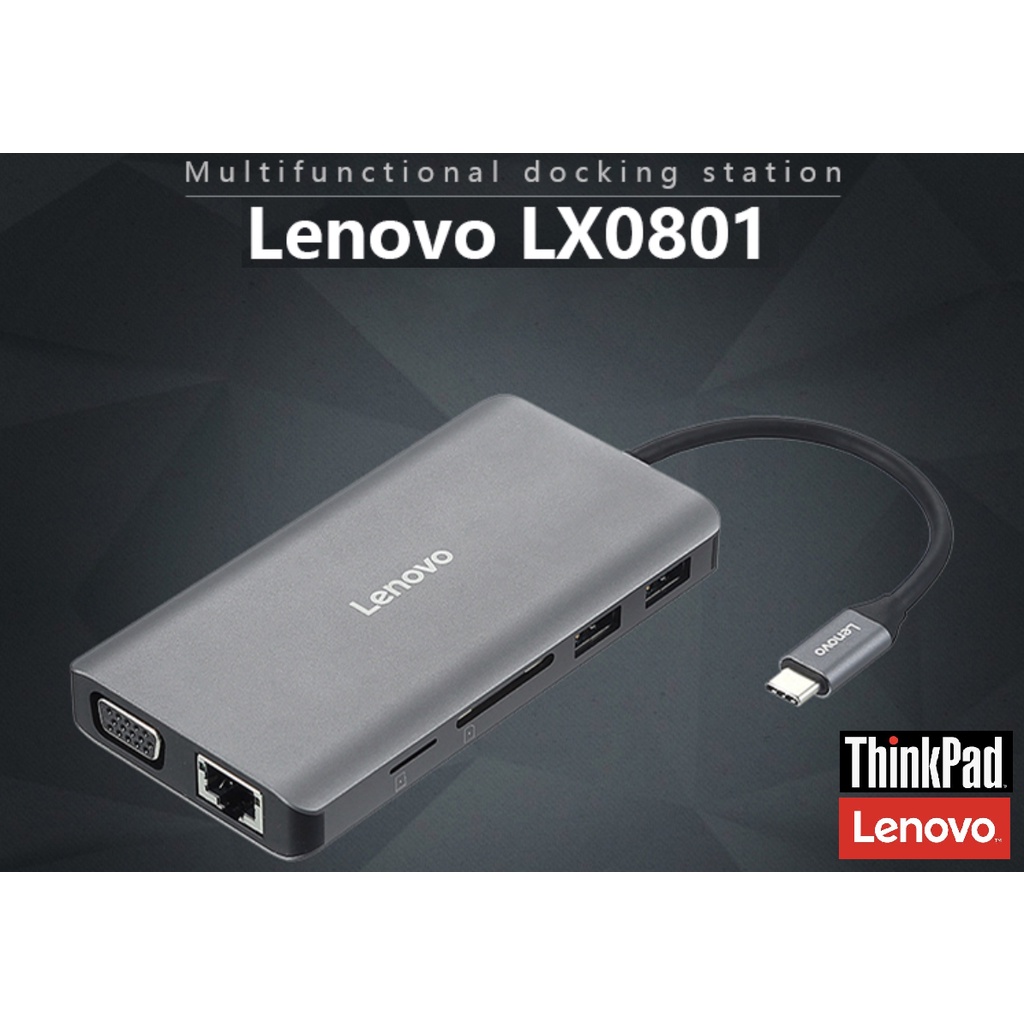 Jual Docking Station Lenovo LX0801 Hub 11 in 1 USB-C To HDMI To VGA Converter HUB USB 3.0 ...