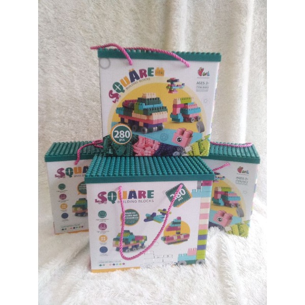 Jual Mainan Brick Balok Susun 280 pcs Square Building BLOCKS Mainan ...