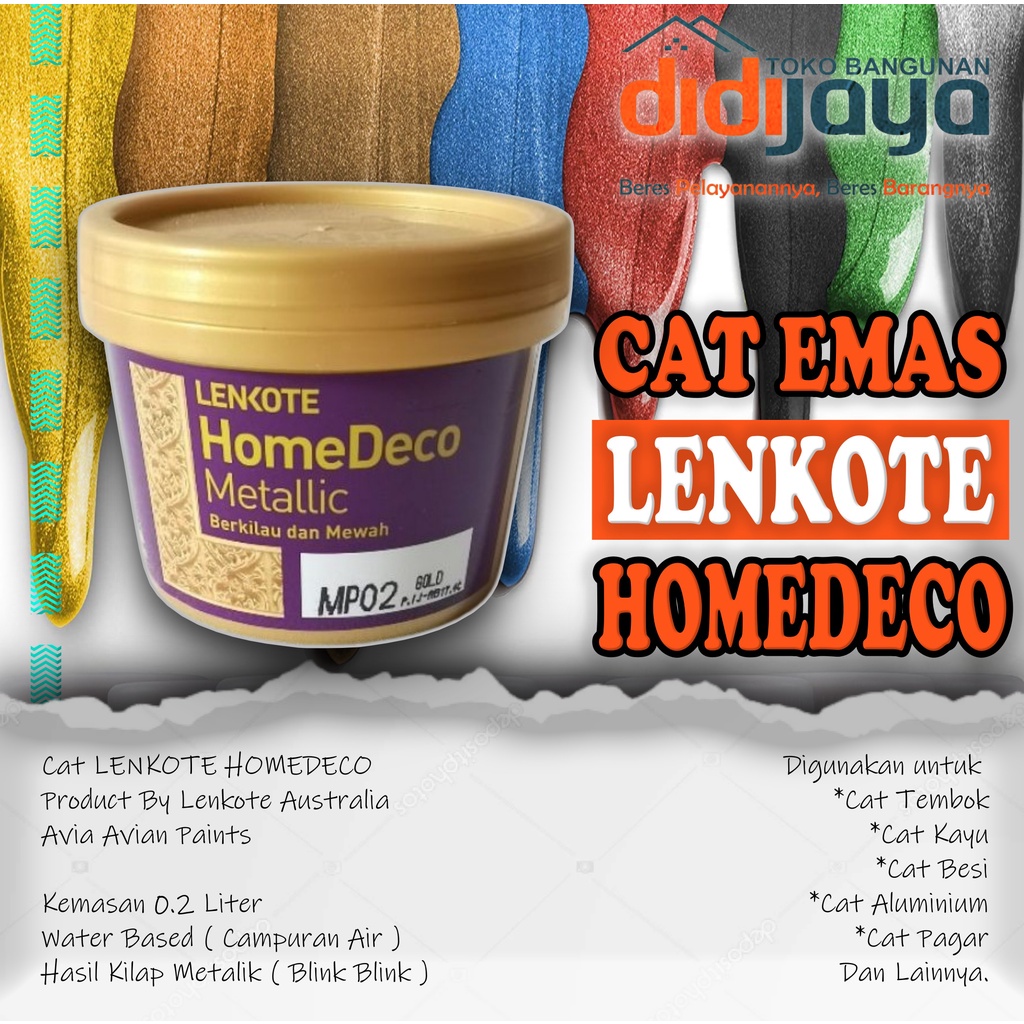 Jual LENKOTE HOMEDECO MP02 GOLD - Cat Warna Emas Untuk Tembok - Besi ...