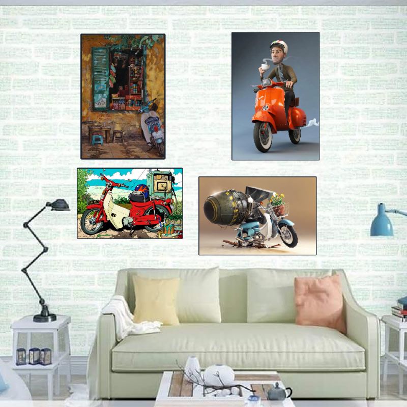 Jual poster hiasan dinding motor clasik C70/Vespa murah meriah cocok ...