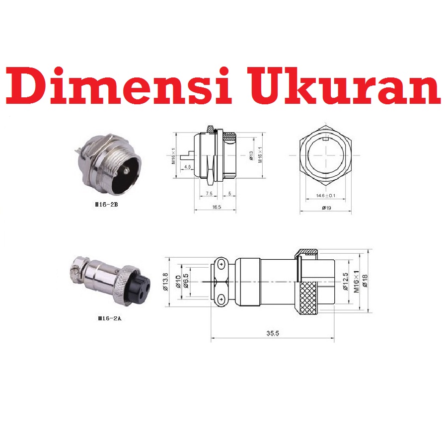 Jual [HAEBOT] Jack Konektor Connector CB 2 3 4 5 6 7 8 Pin Male Female GX16 16mm Plug Socket ...