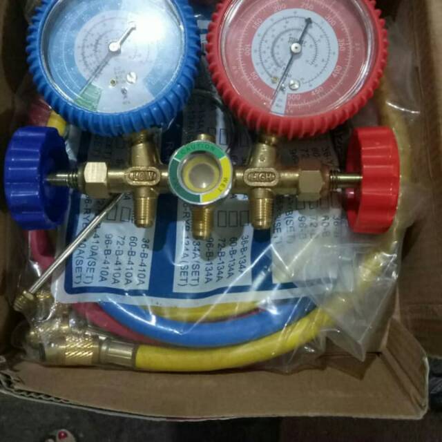 Jual ALAT ISI FREON AC BRASS DOUBLE MANIFOLD GAUGE SET TESTING R22 AC ...