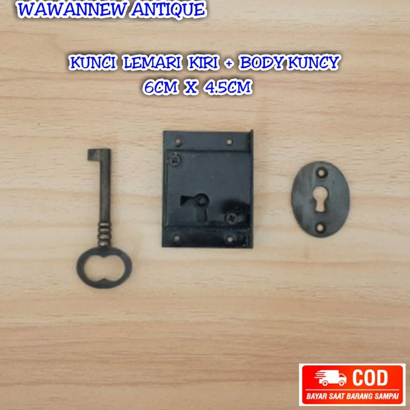 Jual Kunci Pengaman Laci Lemari Gerobok + Body Kunci Antik Murah 6cm x ...