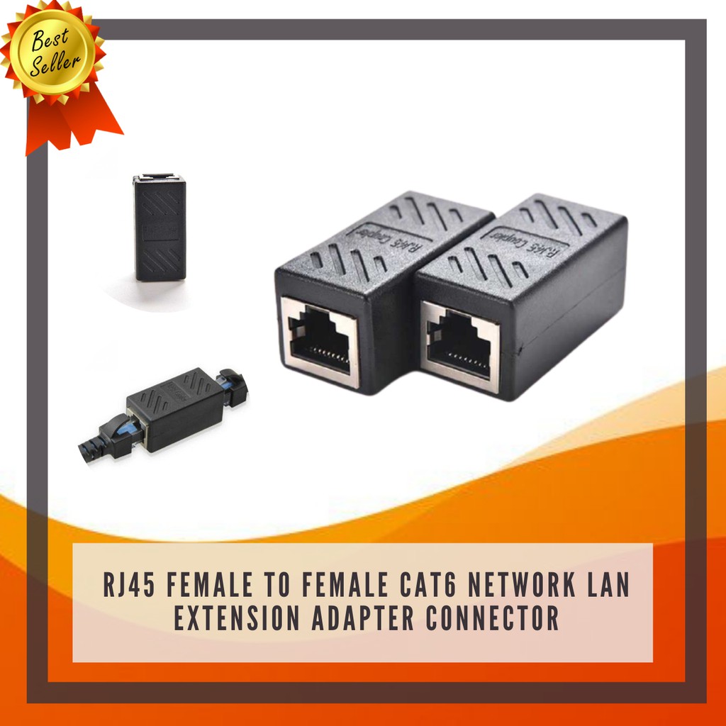 Jual RJ45 Female to Female Cat6 Network LAN Extension Adapter Connector ...
