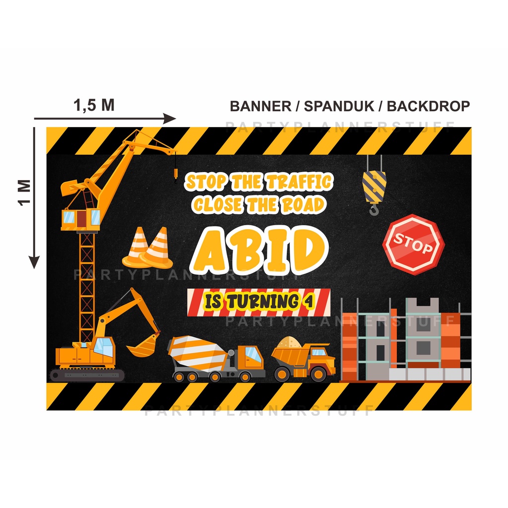 Jual Banner spanduk backdrop ulang tahun anak tema ekskavator ...