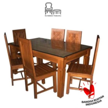 Jual Set Meja Makan Jati Minimalis Kursi 4 / Meja Makan Kayu Jati Kursi 6 | Shopee Indonesia
