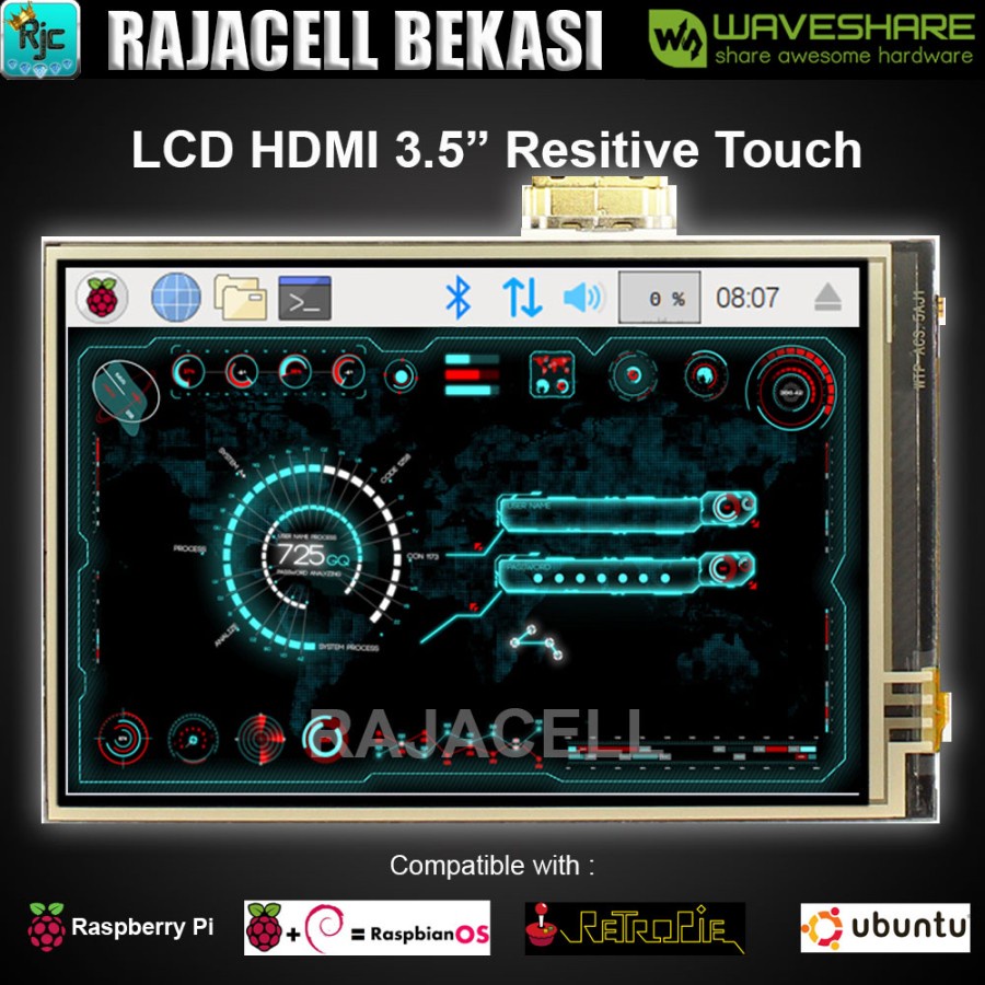 Jual LCD WAVESHARE 3.5" 3.5 inch HDMI IPS LCD Touchscreen Raspberry Pi 3B + | Shopee Indonesia