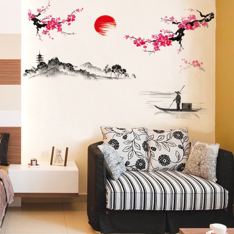 Jual RELIZA Wall Sticker / Stiker Dinding BUNGA SAKURA PAINTING FLOWERS ...