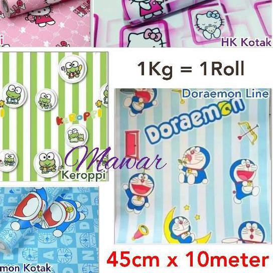 Jual MTJ Wallpaper dinding sticker 45 cm x 10 m Karakter Doraemon Keroppi Hello kitty Salur ...