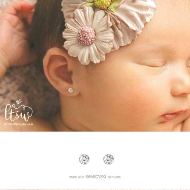Jual LittleThingSheWear Official - Anting Bayi (NB) - Bulat White Gold ...