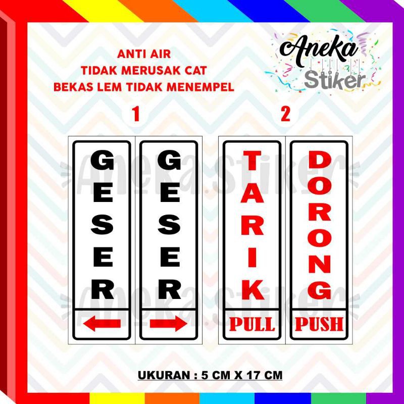 Jual TERMURAH STIKER TARIK DORONG STICKER GESER STICKER PINTU TOKO ...