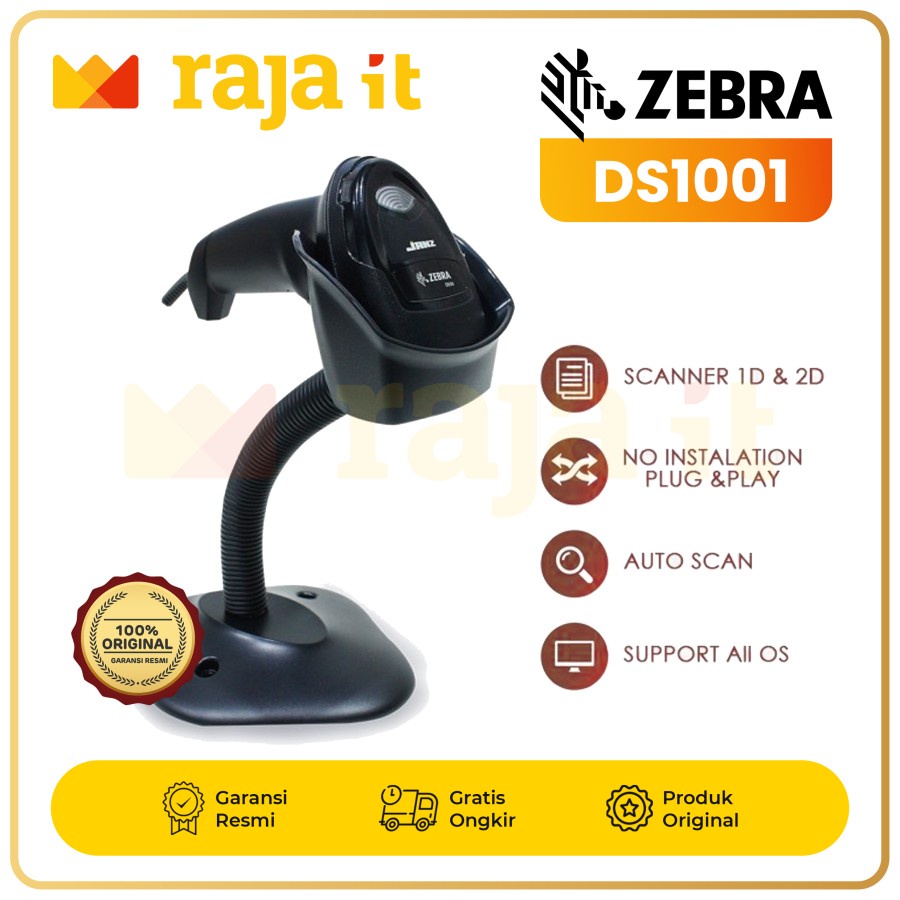Jual ZEBRA Barcode Scanner DS1001 Symbol DS 1001 DS-1001 1D 2D With ...
