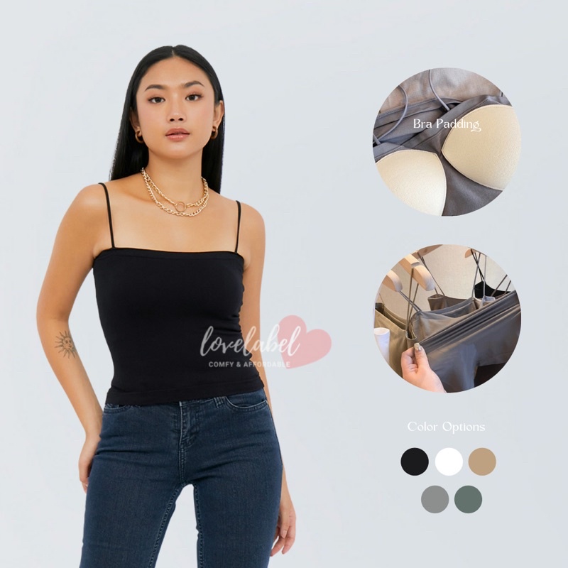 Jual Sandy Bralette Square Tanktop Bra Tali Tipis Spaghetti Tank Top ...