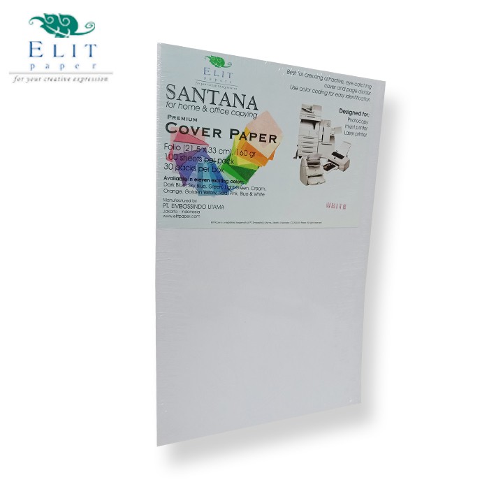 Jual Kertas Fancy Paper Santana White Folio 160 GSM - 21,5cm x 33cm ...