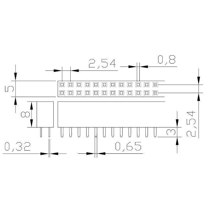 Jual Wholesale 100pcs 2.54mm Two Double Row Pin Female Pin Header ...
