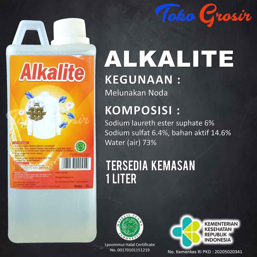 Jual ALKALI / ALKALITE / PENGHILANG NODA LAUNDRY BERKAH 1LITER | Shopee Indonesia