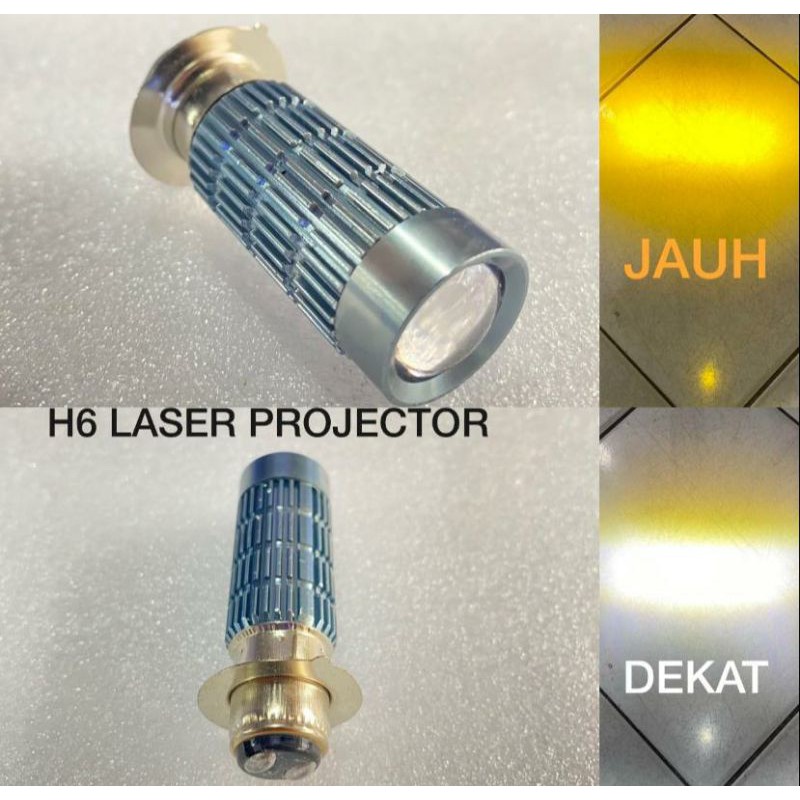 Jual Lampu Depan Led Utama H6 Laser Hi LoO Jau Dekat 2 Warna Putih Kuning Ac Dc HJG hrga satuan ...