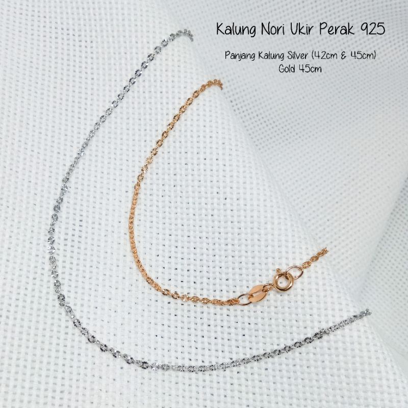 Jual Kalung Rantai Nori Ukir Halus Perak Asli 925 Lapis Mas Putih ...