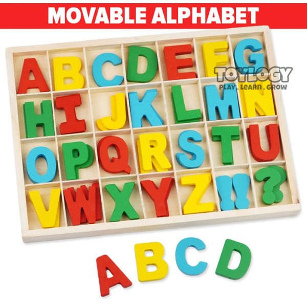 Jual Mainan Edukasi Anak Kayu Movable Alphabet Abjad Huruf Besar ...