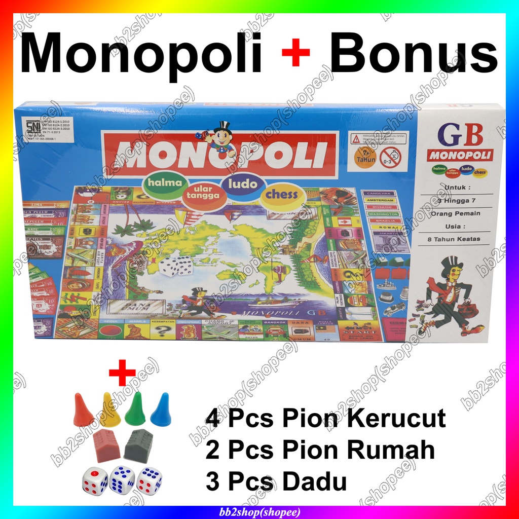 Jual Monopoli Permainan Monopoly Mainan Keluarga Bersama Halma Ular ...