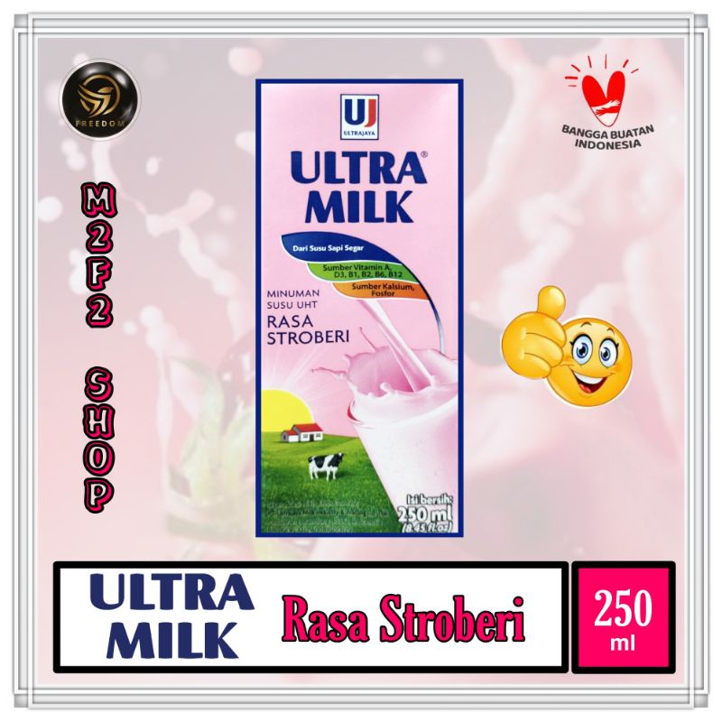 Jual Susu Ultra Milk Rasa Stroberi Kotak Uht Strawberry 250 Ml