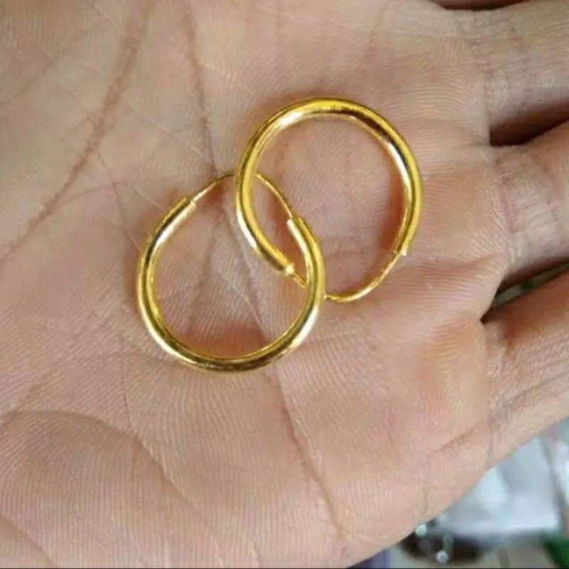 Jual Anting Ring/Bulat Polos emas asli 24K Kadar 99,9%. | Shopee Indonesia