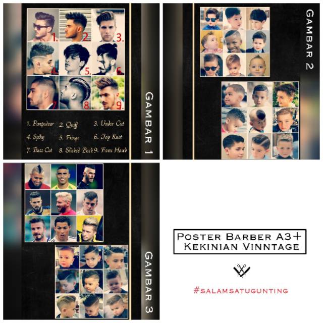 Jual Poster Barbershop A3+ model rambut Pria | Shopee Indonesia