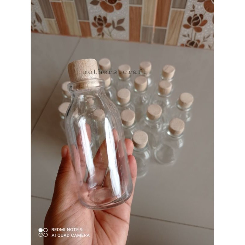 Jual Botol Kaca 100ml Tutup Kayu Vas Bunga Kaca | Shopee Indonesia