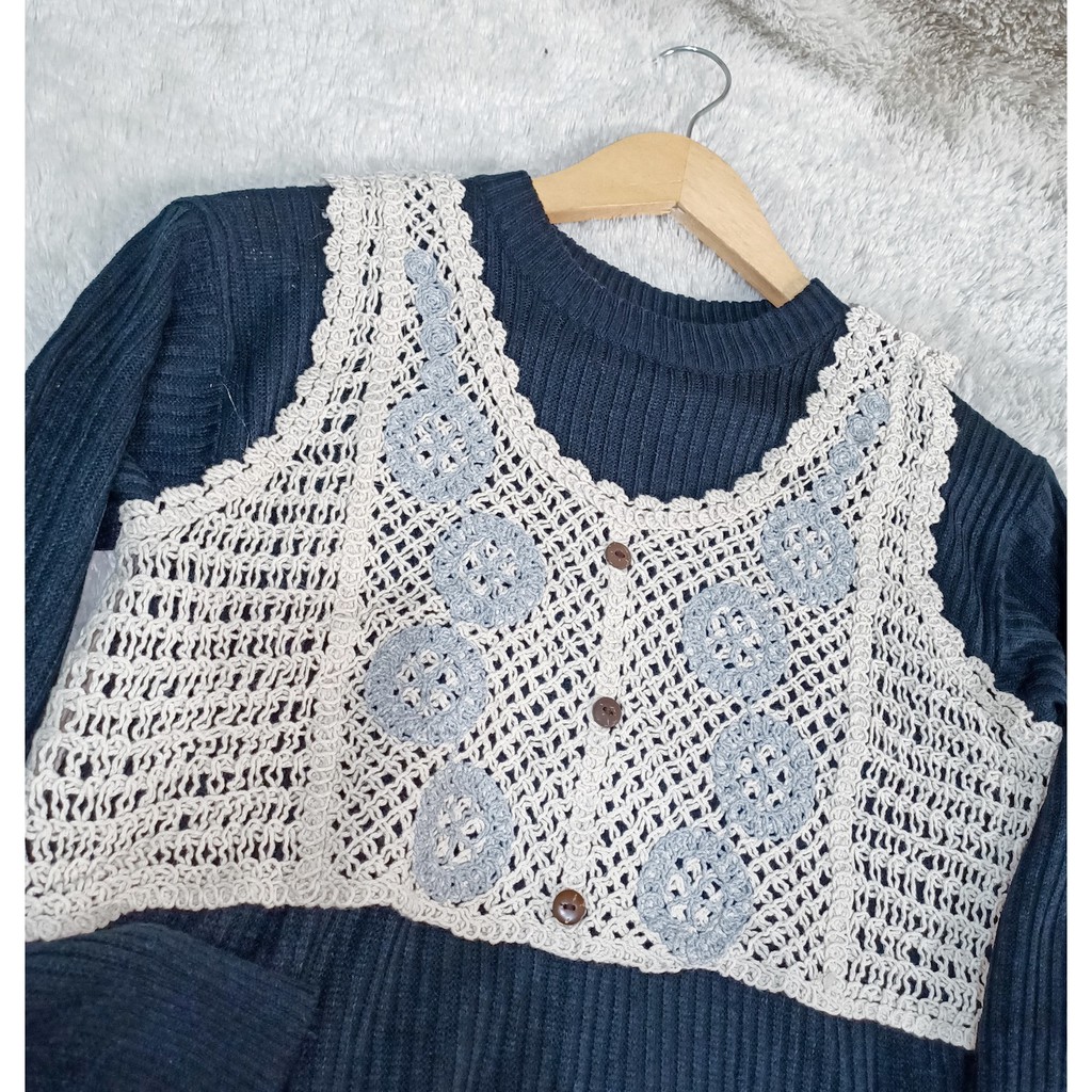 Jual LUMI Vest Rompi Rajut Import Korean lace blouse Crochet Rompi ...